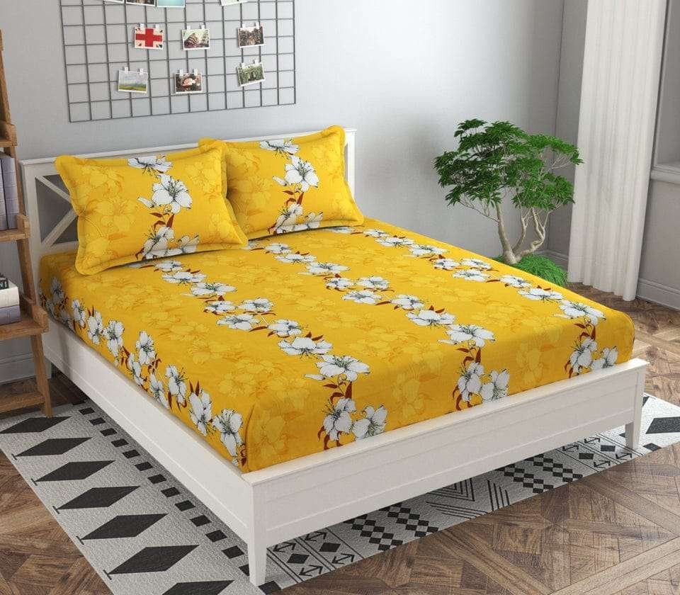 ELASTIC FITTED KING SIZE DOUBLE BEDSHEET With Pillow Cover Free